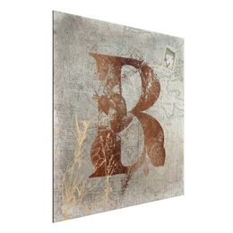 Bilderwelten Alu-Dibond Outdoor Bild Vintage Gold Alphabet Buchstabe B