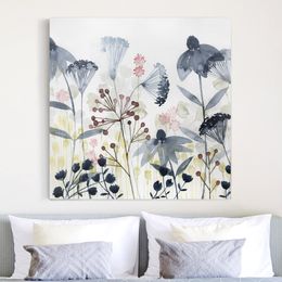 Bilderwelten Leinwandbild - Quadrat Wildblumen Aquarell I
