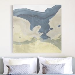 Bilderwelten Leinwandbild originell Abstrakt Aquarell blau - Ozean und W&uuml;ste II - Wandbild XXL Wohnzimmer Schlafzimmer