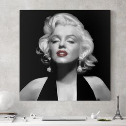 Bilderwelten Leinwandbild - Quadrat Marilyn mit roten Lippen