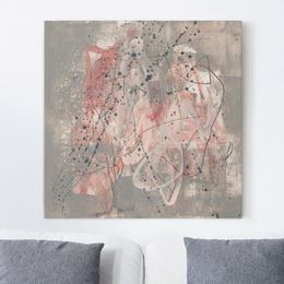 Bilderwelten Leinwandbild originell Abstrakt Aquarell rosa - Err&ouml;ten I - Wandbild XXL Wohnzimmer Schlafzimmer