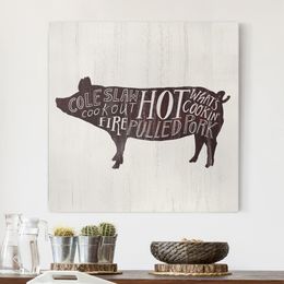 Bilderwelten Leinwandbild - Quadrat Bauernhof BBQ - Schwein