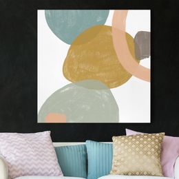 Bilderwelten Leinwandbild originell Abstrakt Kunstdruck pastell - Pailletten im Detail I - Wandbild XXL Wohnzimmer Schlafzimmer