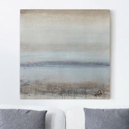 Bilderwelten Leinwandbild - Quadrat Horizont &uuml;ber Blau I