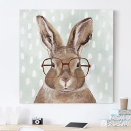 Bilderwelten Leinwandbild - Quadrat Bebrillte Tiere - Hase