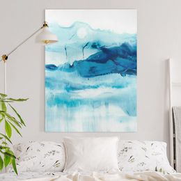 Bilderwelten Leinwandbild Abstrakte Malerei Meer Blaue Str&ouml;mung I - Leinwanddruck Hochformat - Wandbild S-XXL - moderne Bilder auf Leinwand Wohnzimmer