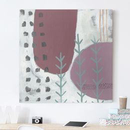 Bilderwelten Leinwandbild originell Abstrakt Kunstdruck violett - Karneval der Formen in Beere III - Wandbild XXL Wohnzimmer Schlafzimmer