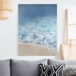 Bilderwelten Leinwandbild Strand modern Kunstdruck blau - Ebbe und Flut in Farbe II - Landschaft XXL Wohnzimmer Schlafzimmer