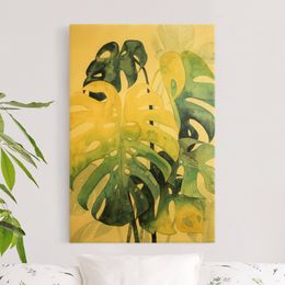 Bilderwelten Leinwandbild - Hochformat Tropisches Blattwerk - Monstera