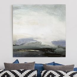 Bilderwelten Leinwandbild originell Abstrakt Aquarell grau - Horizont bei Tagesanbruch - Wandbild XXL Wohnzimmer Schlafzimmer
