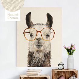 Bilderwelten Leinwandbild - Hochformat Hippes Lama mit Brille IV