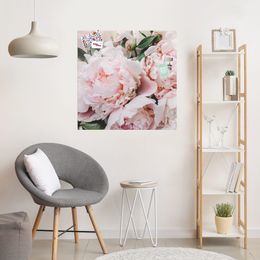 Bilderwelten Glasbild Blumen Landhaus rosa Glas Wandbild - Pfingstrosen Hellrosa - Rose Wohnzimmer Schlafzimmer