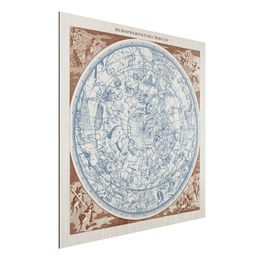 Alu Dibond Outdoor Bild - Vintage Sternenkarte N&ouml;rdliche Hemissphere - Weltkarte blau Vintage wetterfest Himmel Wohnzimmer Schlafzimmer