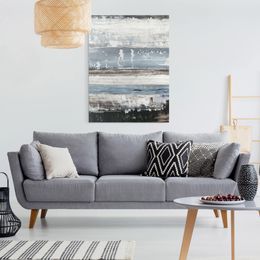 Bilderwelten Leinwandbild originell Abstrakt Kunstdruck blau - Eisiger Horizont I - Wandbild XXL Wohnzimmer Schlafzimmer