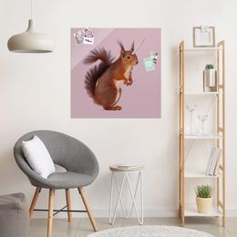 Bilderwelten Glasbild Tiere Fotomontage rosa Glas Wandbild - Einh&ouml;rnchen - Fantasietier Jugendzimmer
