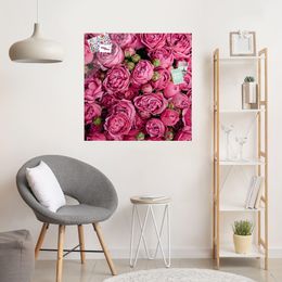 Bilderwelten Glasbild Blumen Motiv pink Glas Wandbild - Pinke Pfingstrosen - Rose Wohnzimmer Schlafzimmer