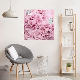 Bilderwelten Glasbild Blumen Landhaus rosa Glas Wandbild - Rosa Pfingstrosen - Rose Wohnzimmer Schlafzimmer