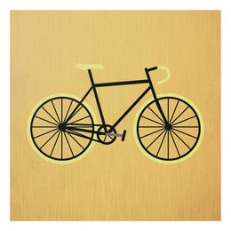 Bilderwelten Alu Dibond Outdoor Bild Fahrzeuge orange Illustration wetterfest - Fahrrad in Gelb - Fahrrad Wohnzimmer Schlafzimmer
