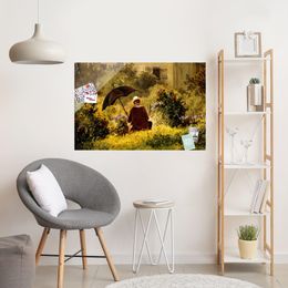 Bilderwelten Glasbild - Querformat Carl Spitzweg - Der Maler im Garten