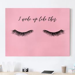 Bilderwelten Leinwandbild - Querformat Wimpern Chat - Wake up