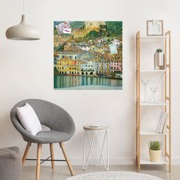 Bilderwelten Glasbild originell modern einzigartig Glas Wandbild - Gustav Klimt - Malcesine am Gardasee - Architektur Wohnzimmer Schlafzimmer