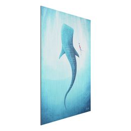 Bilderwelten Alu Dibond Outdoor Bild Tiere blau Illustration wetterfest - Der Walhai - Schwimmen Wohnzimmer Schlafzimmer