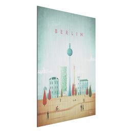 Bilderwelten Alu Dibond Outdoor Bild originell pastell Vintage wetterfest - Reiseposter - Berlin - Architektur Wohnzimmer Schlafzimmer