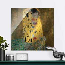 Bilderwelten Glasbild originell modern gold Glas Wandbild - Gustav Klimt - Der Ku&szlig; - Erotik Wohnzimmer Schlafzimmer