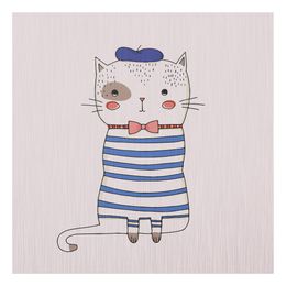 Bilderwelten Alu Dibond Outdoor Bild Tiere rosa Illustration wetterfest - Katze in Frankreich - Katze Kinderzimmer Baby M&auml;dchen Jungen