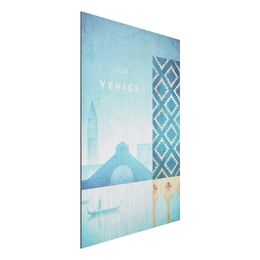 Bilderwelten Alu Dibond Outdoor Bild originell blau Vintage wetterfest - Reiseposter - Venedig - Architektur Wohnzimmer Schlafzimmer