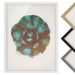 Bilderwelten Bild mit Rahmen beige Tropisch Aquarell - Wasserfarben - Blaue Agave - Pflanzen Wohnzimmer Schlafzimmer
