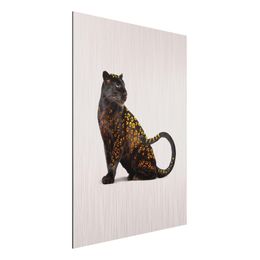 Bilderwelten Alu Dibond Outdoor Bild Tiere beige Fotomontage wetterfest - Goldener Panther - Deko Wohnzimmer Schlafzimmer