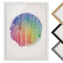 Bilderwelten Bild mit Rahmen beige Tropisch Aquarell - Wasserfarben - Kaktus Euphorbia Trigona - Pflanzen Wohnzimmer Schlafzimmer