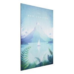 Bilderwelten Alu Dibond Outdoor Bild Natur blau Vintage wetterfest - Reiseposter - Neuseeland - Australien Wohnzimmer Schlafzimmer