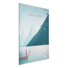 Bilderwelten Alu Dibond Outdoor Bild Strand blau Vintage wetterfest - Reiseposter - Thailand - Berg Wohnzimmer Schlafzimmer