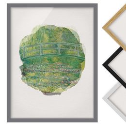 Bilderwelten Bild mit Rahmen - Hochformat Wasserfarben - Claude Monet - Japanische Br&uuml;cke