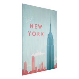 Bilderwelten Alu Dibond Outdoor Bild originell rot Vintage wetterfest - Reiseposter - New York - Architektur Wohnzimmer Schlafzimmer