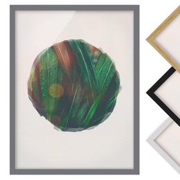Bilderwelten Bild mit Rahmen - Hochformat Wasserfarben - Gr&uuml;ne Palmenbl&auml;tter