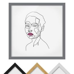 Bilderwelten Bild mit Rahmen - Quadrat Portrait Frau Line Art