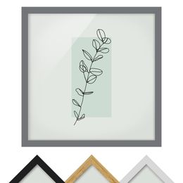 Bilderwelten Bild mit Rahmen - Quadrat Zweig Geometrie Viereck Line Art