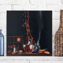 Bilderwelten Leinwandbild Kulinarisch modern Kunstdruck schwarz - Tee Komposition - Wandbild XXL K&uuml;che