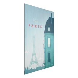 Bilderwelten Alu Dibond Outdoor Bild originell blau Vintage wetterfest - Reiseposter - Paris - Architektur Wohnzimmer Schlafzimmer