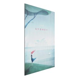 Bilderwelten Alu Dibond Outdoor Bild Strand gr&uuml;n Vintage wetterfest - Reiseposter - Sidney - Australien Wohnzimmer Schlafzimmer
