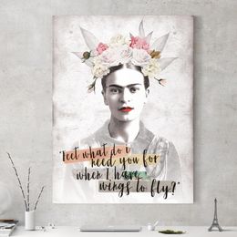 Bilderwelten Leinwandbild Spr&uuml;che Pop Art Kunstdruck Leinwanddruck - Frida Kahlo - Quote - Spr&uuml;che XXL Wohnzimmer Schlafzimmer
