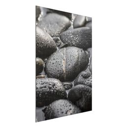 Bilderwelten Alu-Dibond Outdoor Bild Schwarze Steine im Wasser