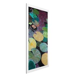 Bilderwelten Alu-Dibond Outdoor Bild Seerose mit Bl&auml;ttern IV
