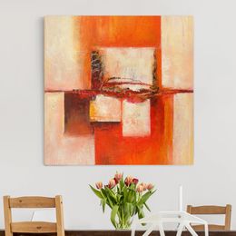 Bilderwelten Leinwandbild originell Abstrakt Kunstdruck orange - Shambala - Wandbild XXL Wohnzimmer Schlafzimmer