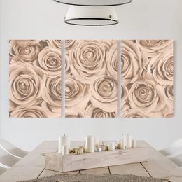 Bilderwelten 3-teiliges Leinwandbild - Querformat Vintage Rosen