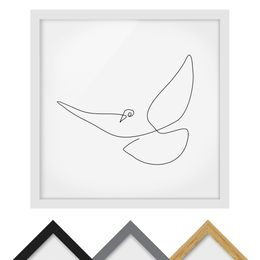 Bilderwelten Bild mit Rahmen - Quadrat Taube Line Art