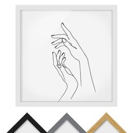 Bilderwelten Bild mit Rahmen - Quadrat Line Art H&auml;nde